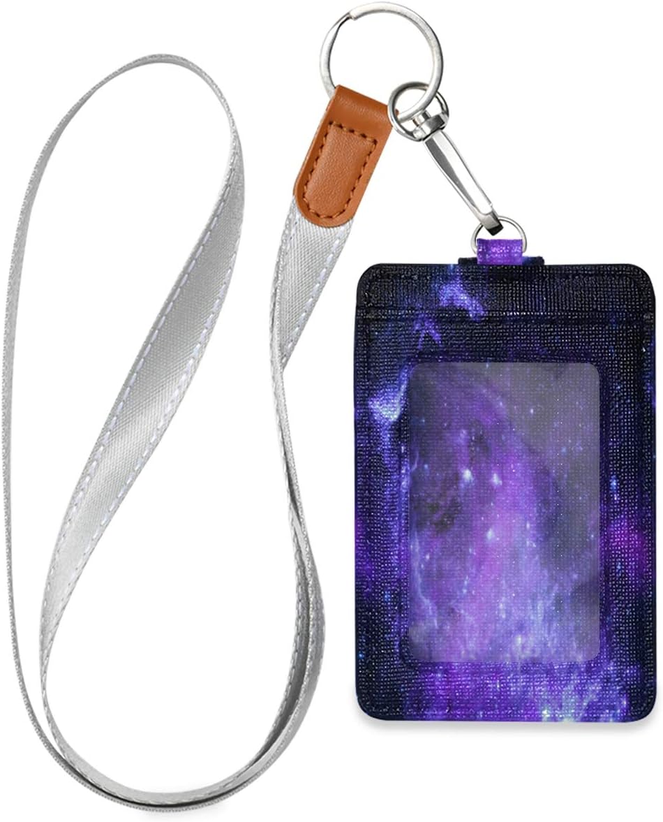 Amazon.com : Starfield Nebula Galaxy Space Badge Holder Vertical PU ...