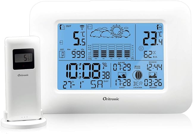 Oritronic Digital Weather Station with Outdoor Indoor Sensor, Radio ...