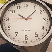 REAL ACCESSORIES® Large Silver Round Stylish Modern Wall Clock. Easy ...