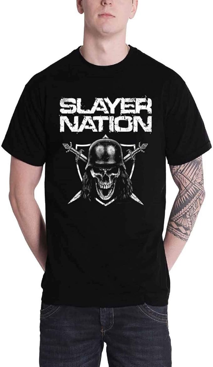 Amazon.com: Slayer T Shirt Slayer Nation Skull Shield Band Logo ...