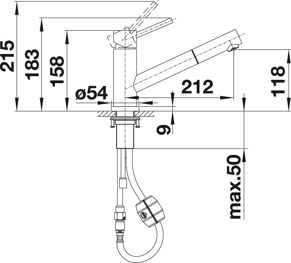 Blanco Altura-S 519726 Low-Pressure Tap Fitting Brushed Stainless Steel ...