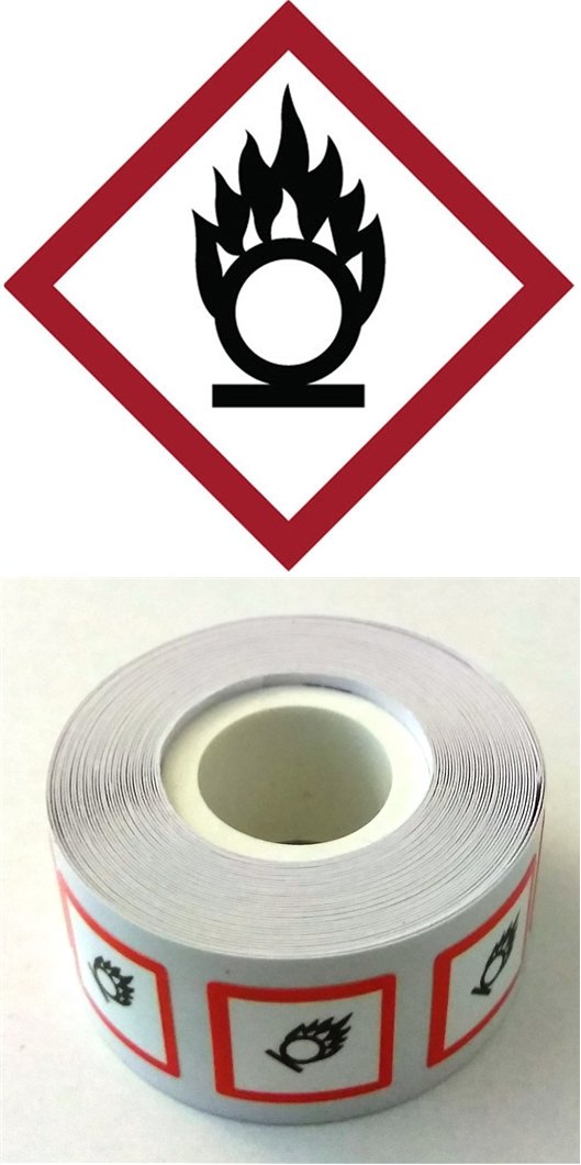 GHS Pictogram Labels FLAME OVER CIRCLE, 1/2 X 1/2 inch, Tough Vinyl ...