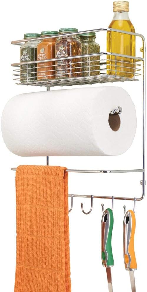 mDesign Kitchen Roll Holder – High-Quality Wall Mounted Kitchen Shelves ...