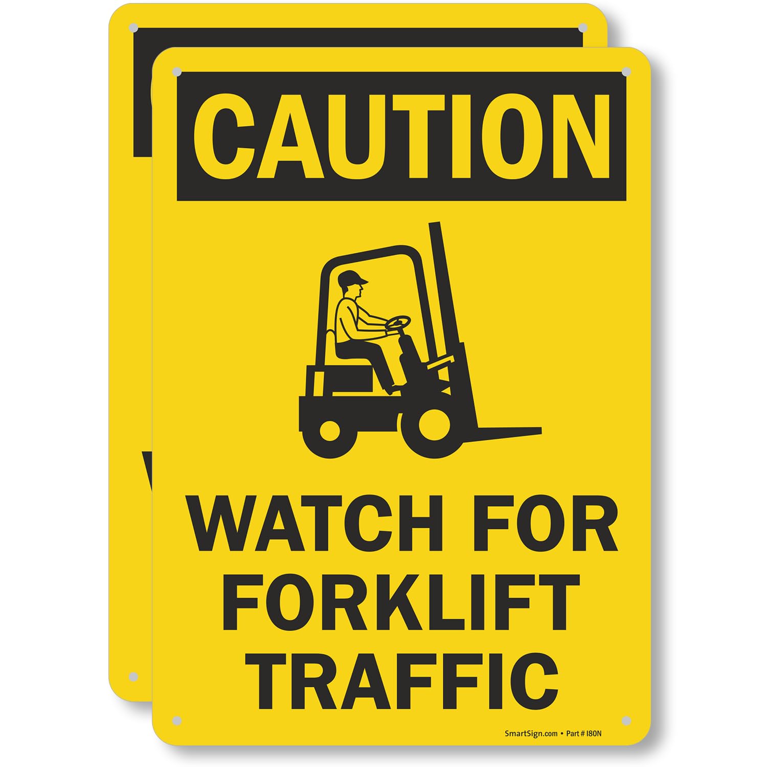 SmartSign 2-Pack 'Caution Watch For Forklift Traffic' Sign with Symbol ...