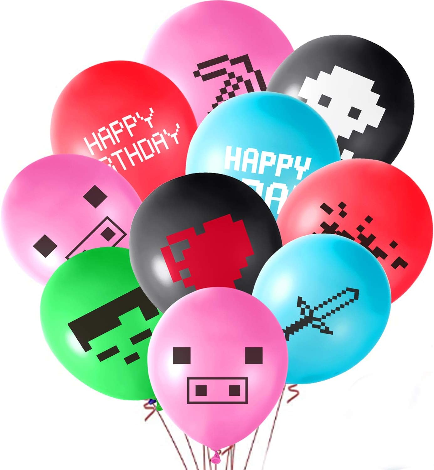 ASTORON 48PCS Mining Fun Party Balloons 12 inch Video Game Balloons for ...