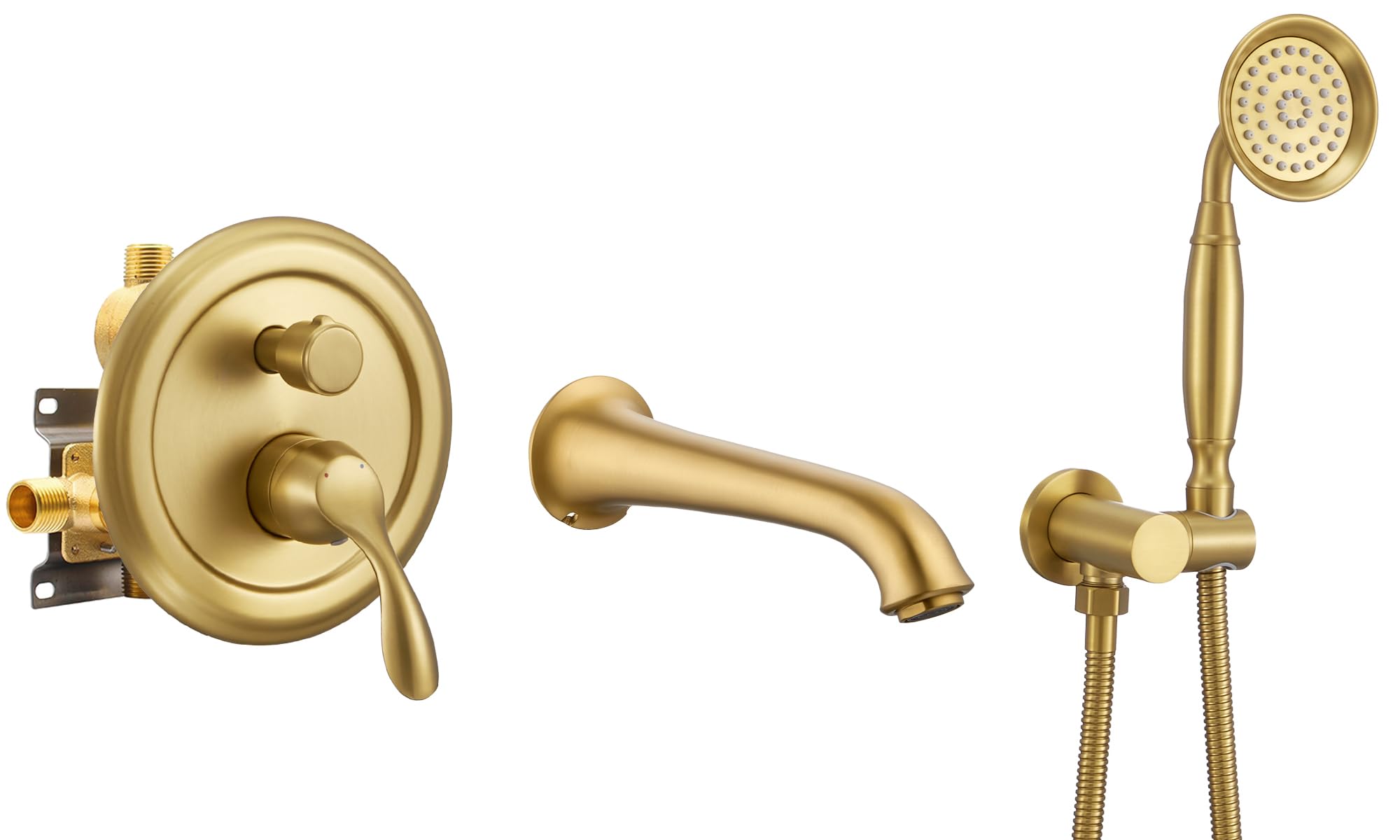 DASAN Antique Wall Mount Tub Filler Faucet with Hand Held Shower ...