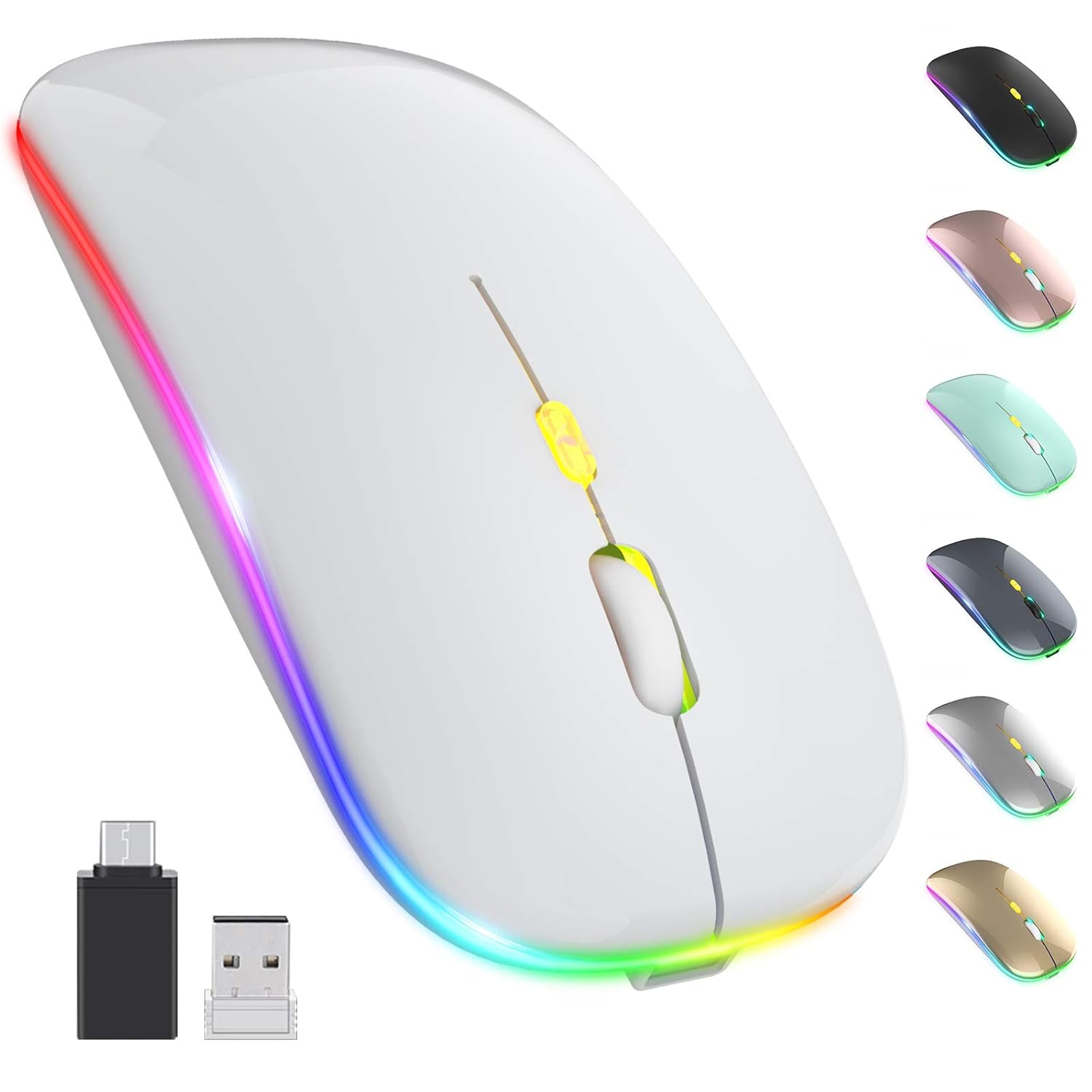 Amazon.in: Buy 【Upgrade】 LED Wireless Mouse, Rechargeable Slim Silent ...