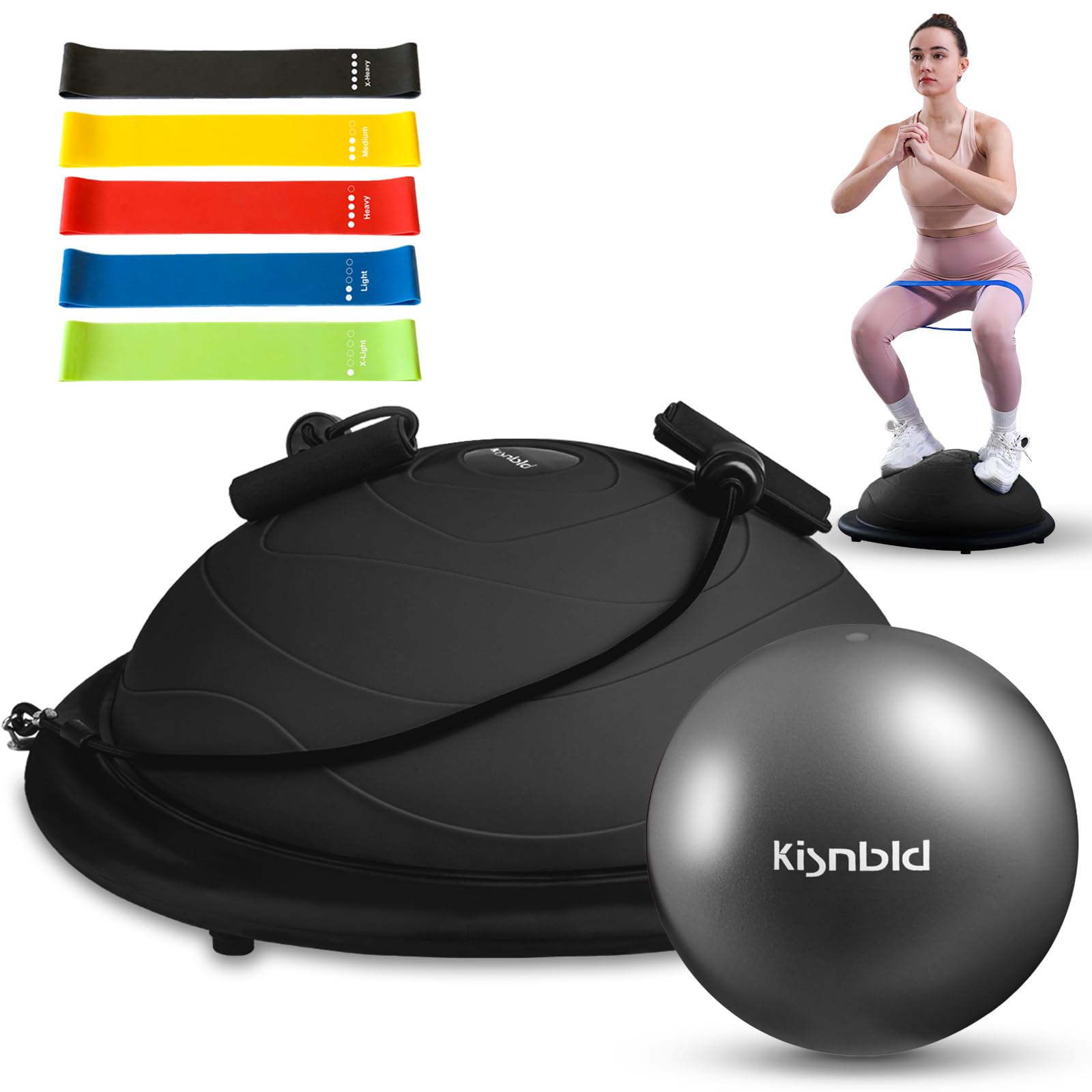 kisnbld Half Balance Ball Trainer, Inflatable Half Exercise Ball ...