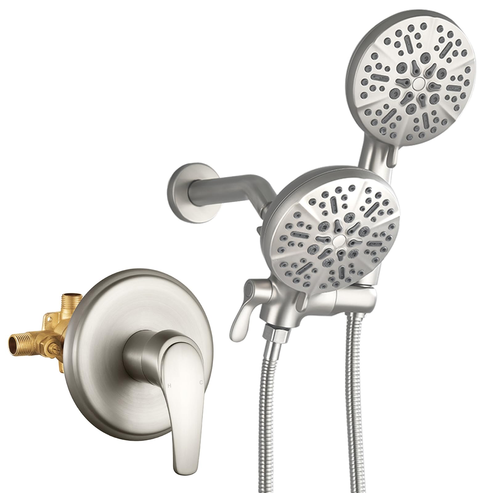 Dual Shower Faucet Set with Valve High Pressure Dual 2 in 1 Shower ...
