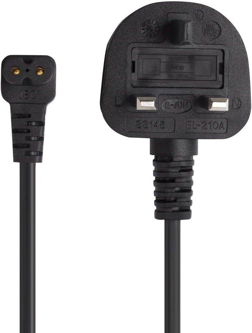 Power Cable UK 3PIN Plug to Right Angled 90 Degree,Figure Fig of 8 IEC ...