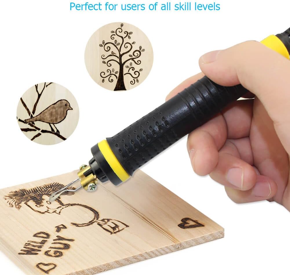 Wood Burning Pyrography Set 110V 25W Adjustable Temperature Woodburner ...