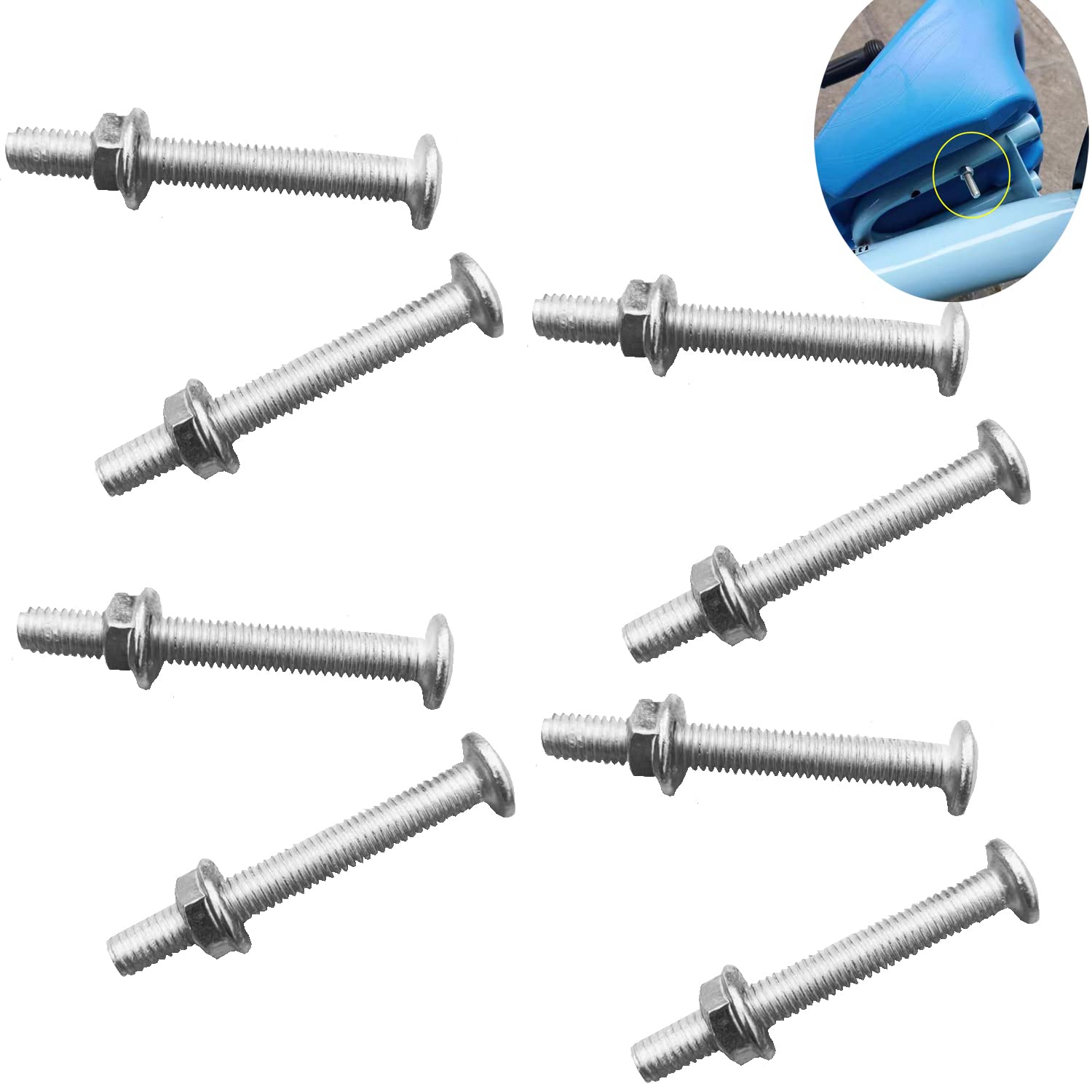 YehVeh 8 Pack Kids Tricycles Seat Mounting Screws Kit 1/4-20 x 2'' Long ...