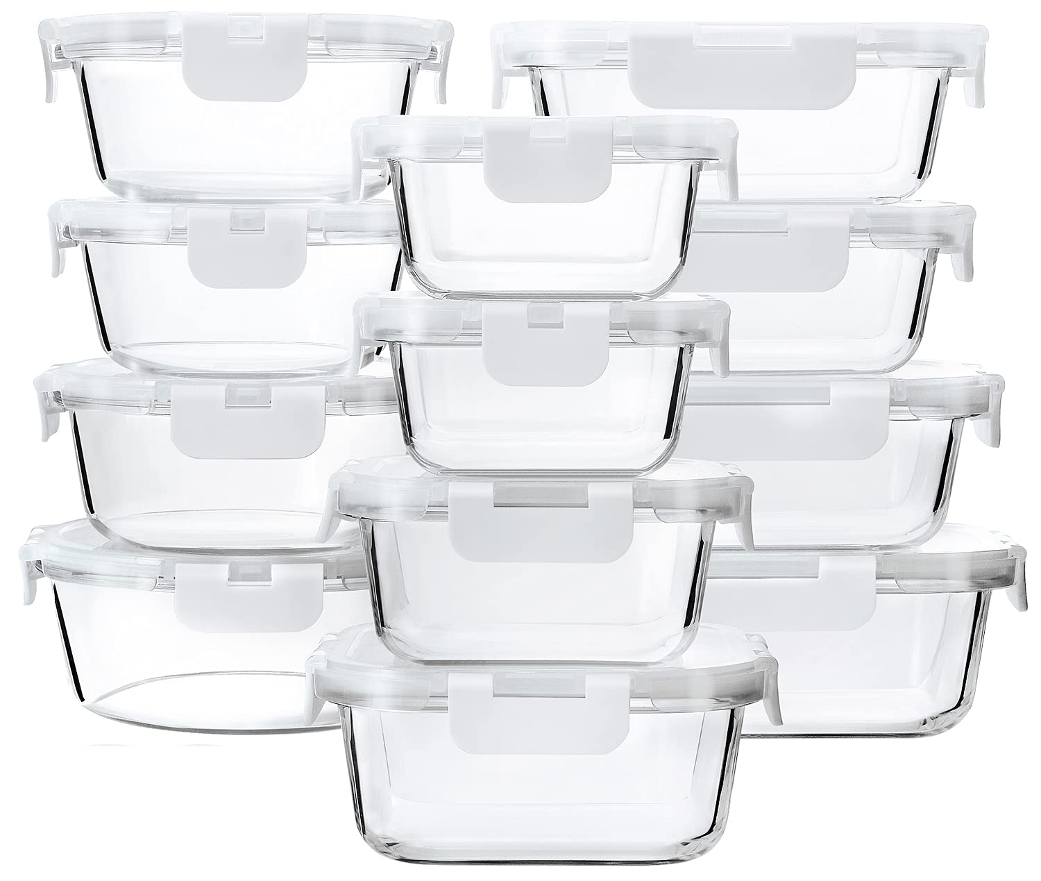 M MCIRCO 24-Piece Glass Food Storage Containers with Upgraded Snap ...