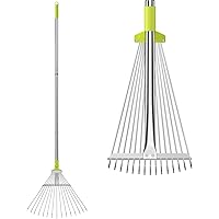 Adjustable Garden Leaf Rake 4.5ft, Collapsible Metal Yard Rake for ...
