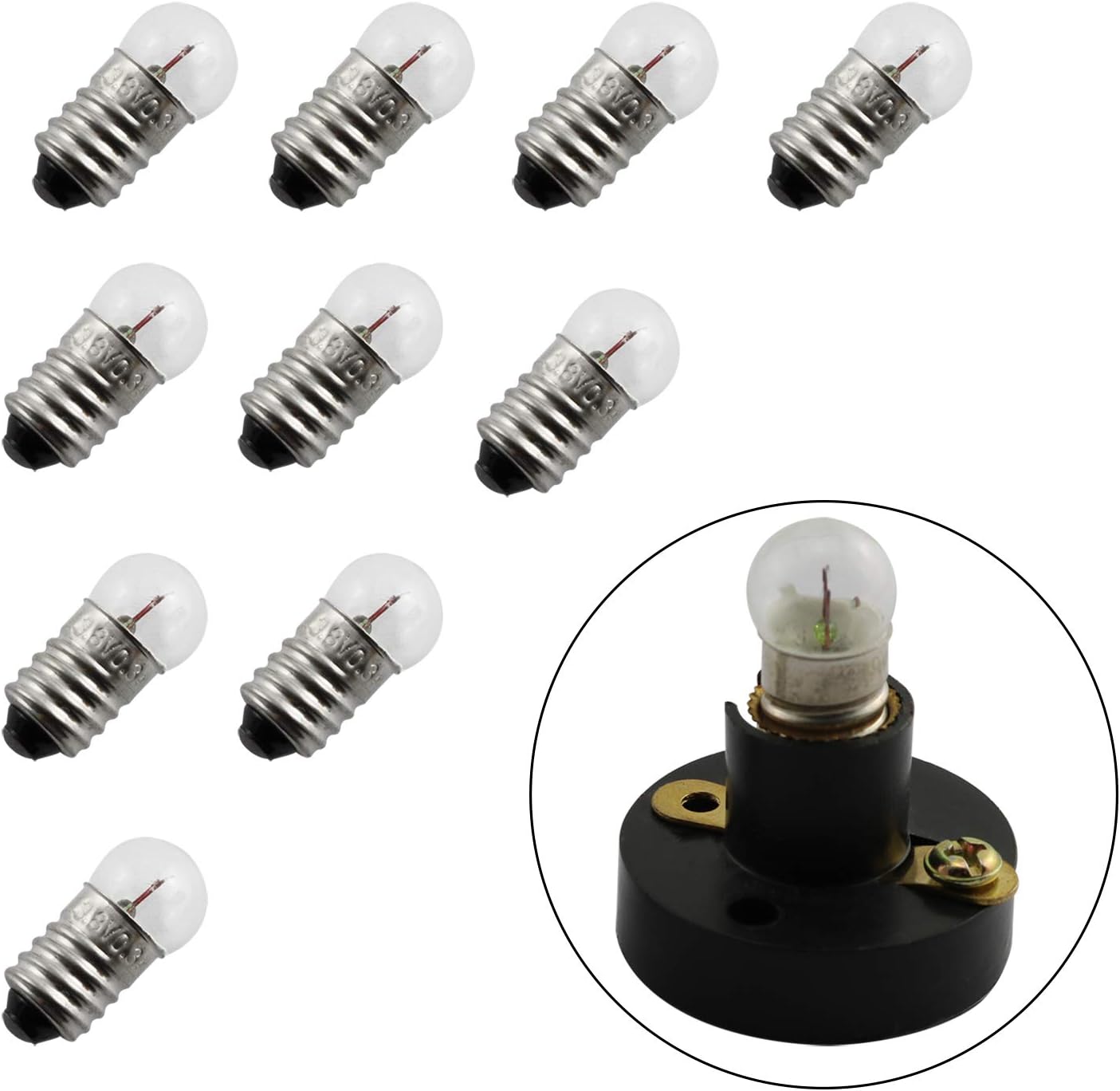 RuiLing 10-Pack E10 Mini Light Bulbs Screw Base Indicator Light ...
