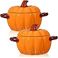 Amazon.com: Uiifan 2 Pcs Pumpkin Bowl Ceramic Pumpkin Dish 17 oz ...