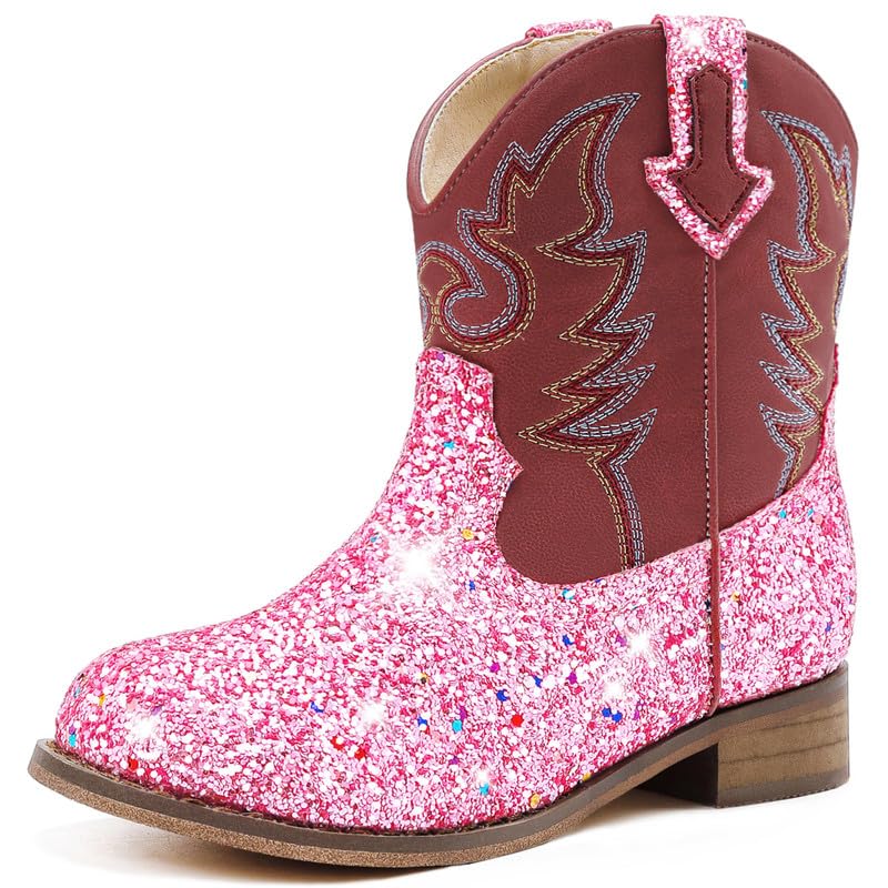 Motasha Girls Cowgirl Boots Cowboy Boots for Toddler Kids Cowgirl ...