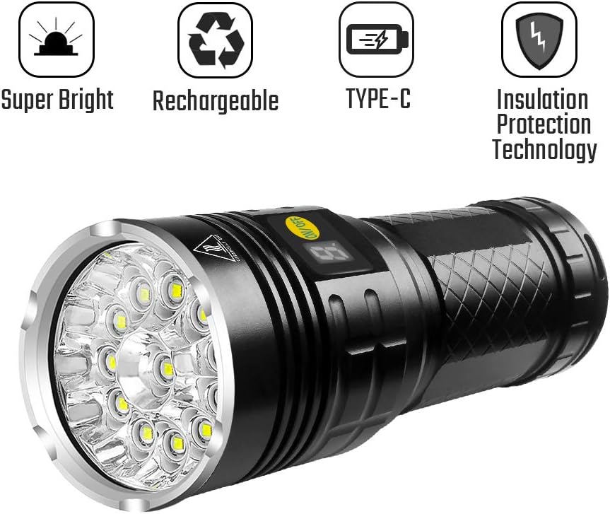 Semlos 10000 Lumen Flashlight, Super Bright Led Flashlight ...