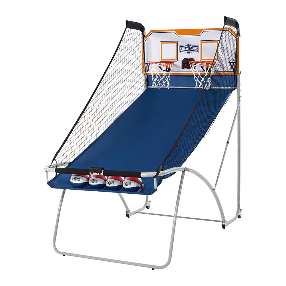 Hall of Games Classic EZ Fold Arcade Basketball Game, Blue,Orange,White ...