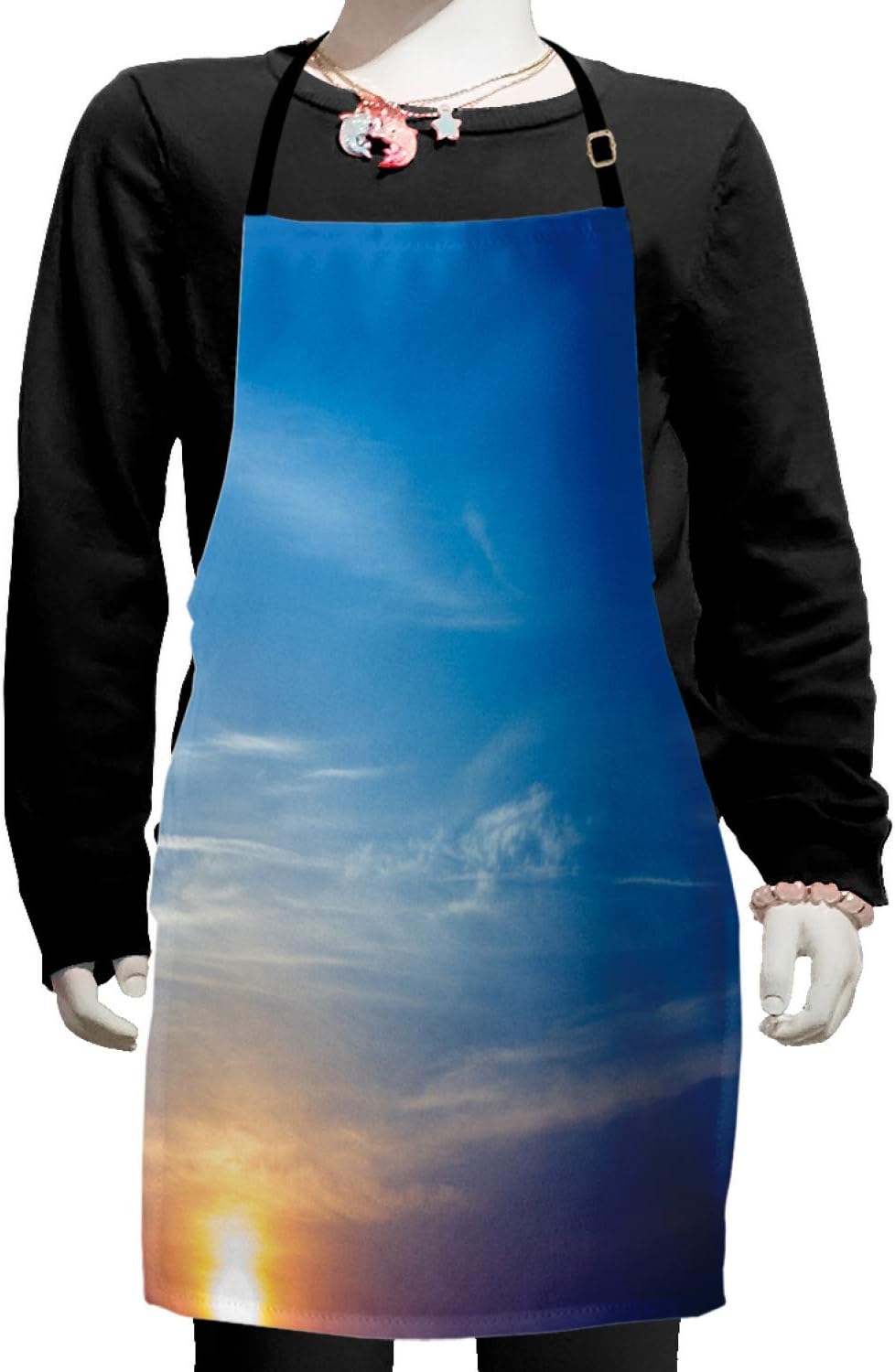 Amazon.com: Ambesonne Yellow and Blue Apron, Sunrise Blurry Sky Horizon ...