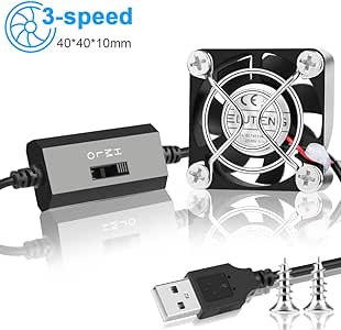 ELUTENG 40mm Fan with L/M/H 3 Level Speed Mini USB Fan 5V Ventilator ...