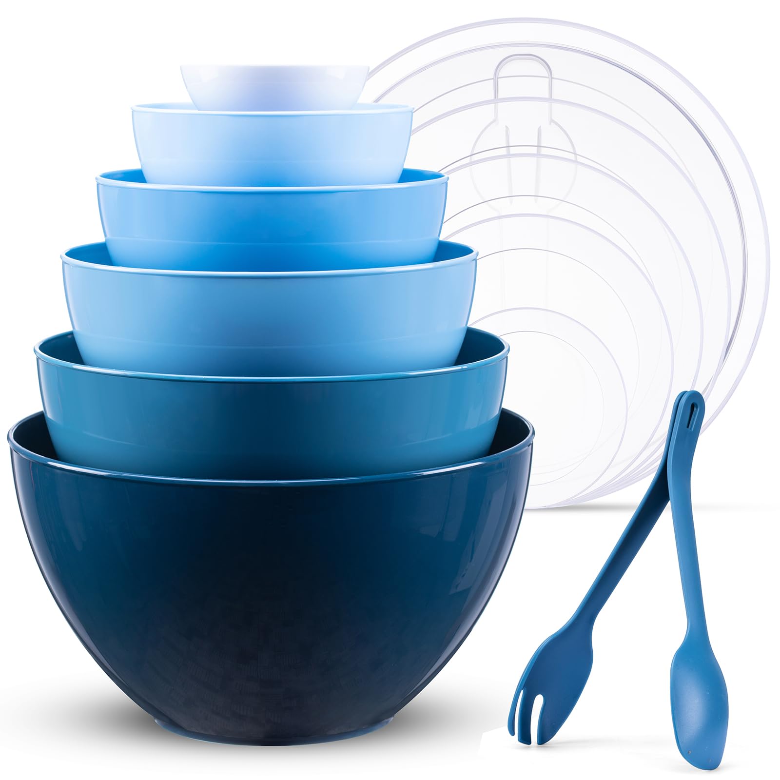 LUXEAR Mixing Bowls with Lids Set, 14 Pieces Plastic Nesting Bowls ...