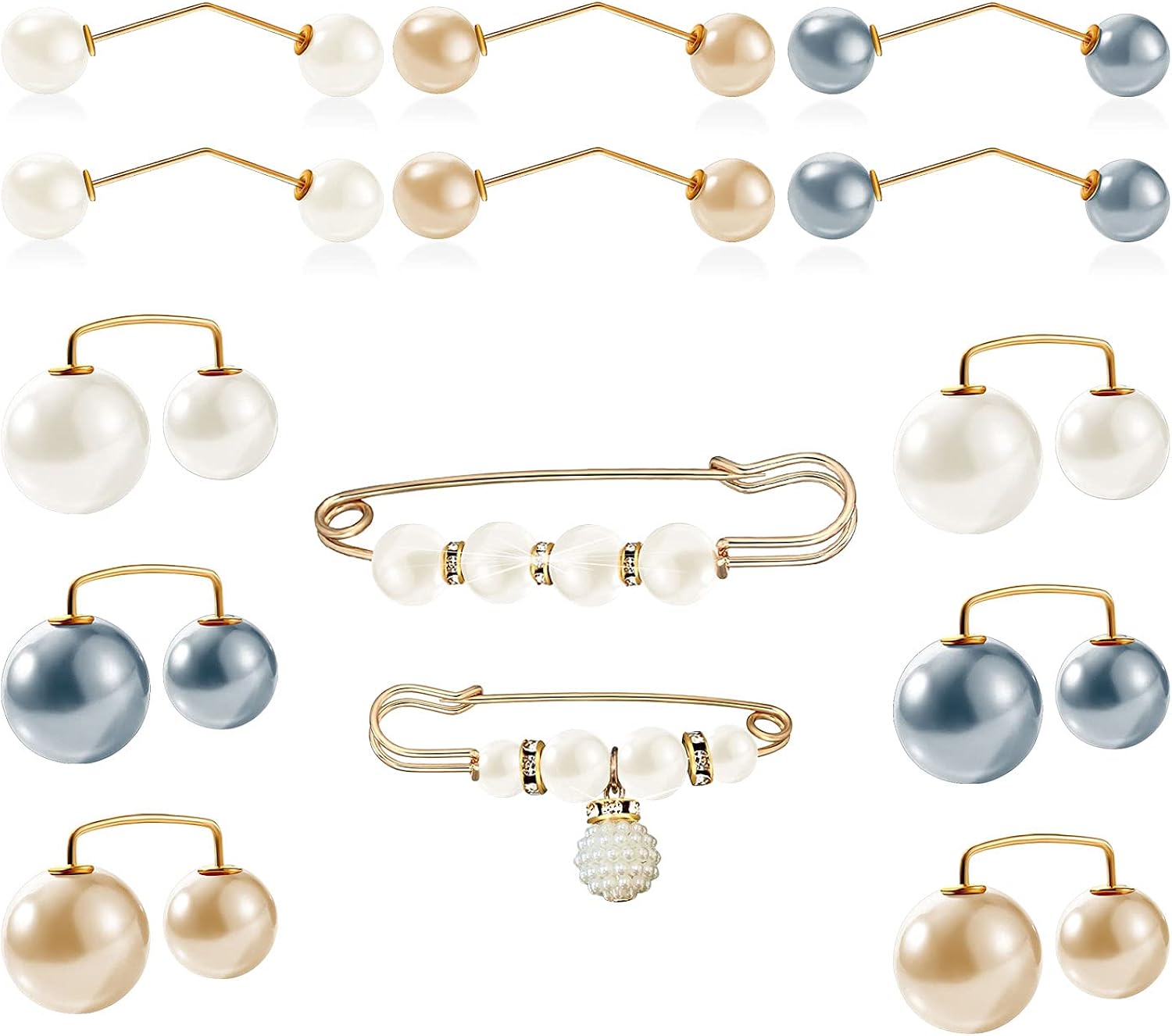 Sdoowes 14 spille artificiali di perle sul colletto, 4 tipi di perline ...