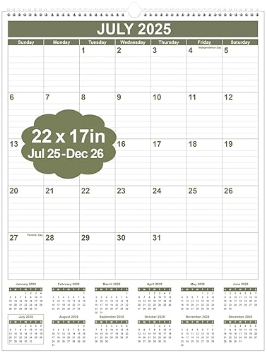Large Calendar 2025-2026 with Spiral Bound - 18 Month Big Calendar from ...
