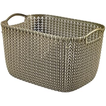 Amazon.com: Curver Knit Collection Rectangular Large Storage Basket ...