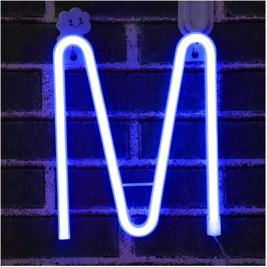 Blue Letter Neon Signs Night Light LED Marquee Letters Neon Art ...