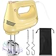 Amazon.com: GUALIU Electric Hand Mixer with Stainless Steel Whisk, Dough Hook Attachment and ...