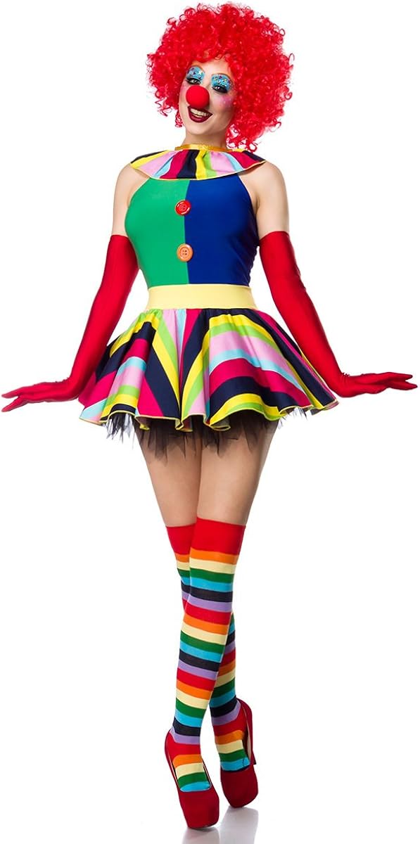 Disfraz payaso Outfit Mujer verkleidung con vestido, peluca, nariz ...