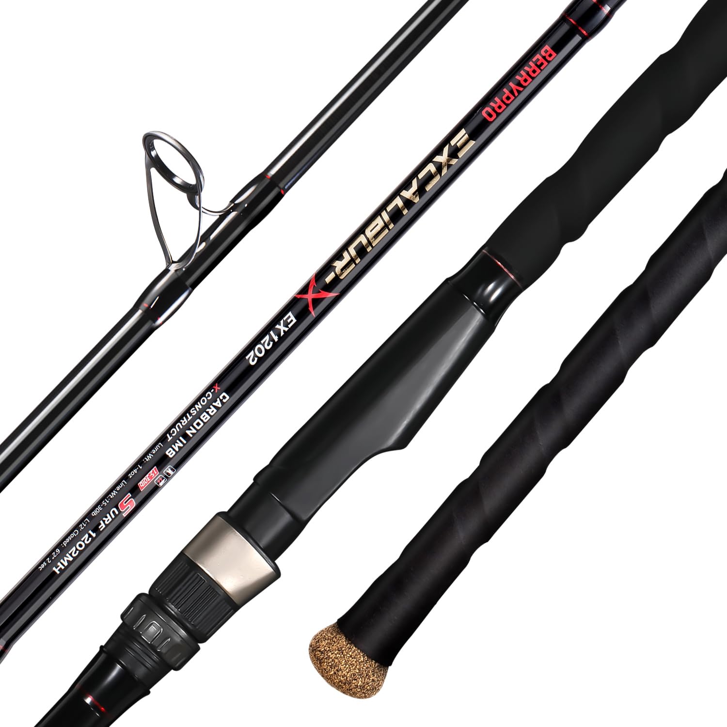 BERRYPRO Surf Spinning Rod Carbon Fiber Surf Rod Travel Fishing Rod (9 ...
