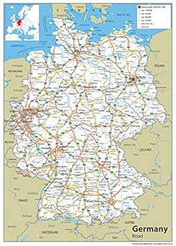Germany Road Map - Vinyl - A0 size 84.1 x 118.9 cm: Amazon.co.uk ...