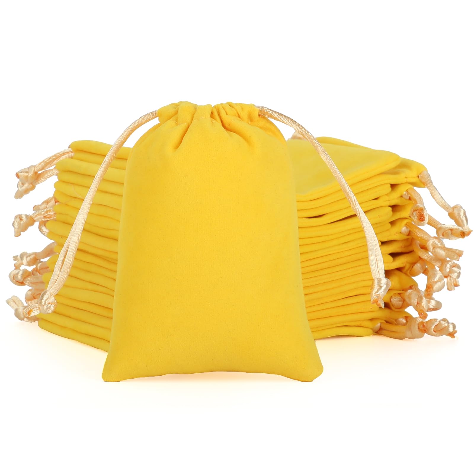 Tapleap Velvet Cloth Drawstring Bag, Yellow 3x4 inches Pouches For ...