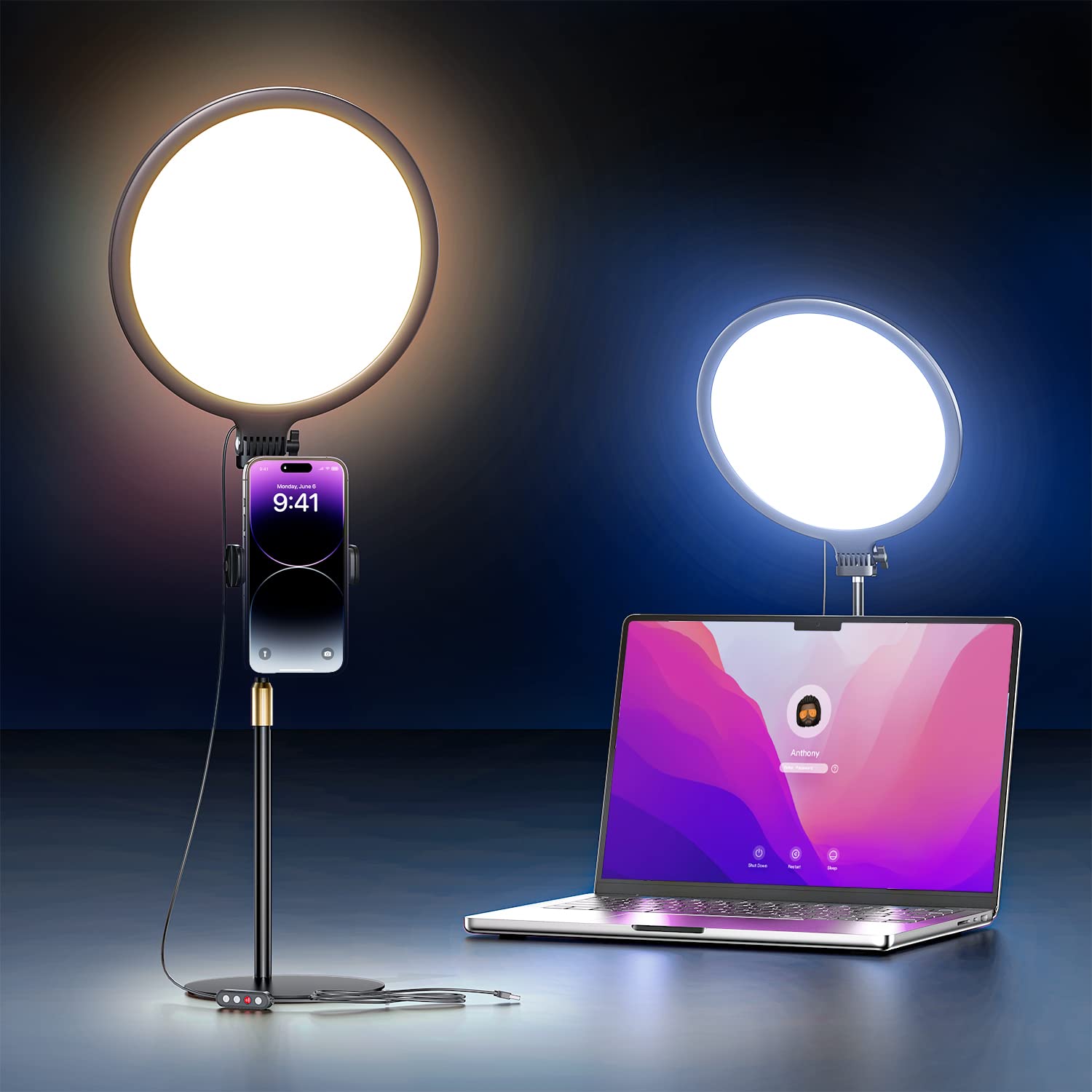 Mua 10.5" Ring Light with Stand and Phone Holder, Ring Light for Desk ...