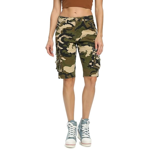 New Ladies Camo Summer Combat Tactical Multi Pocket Short Molisry