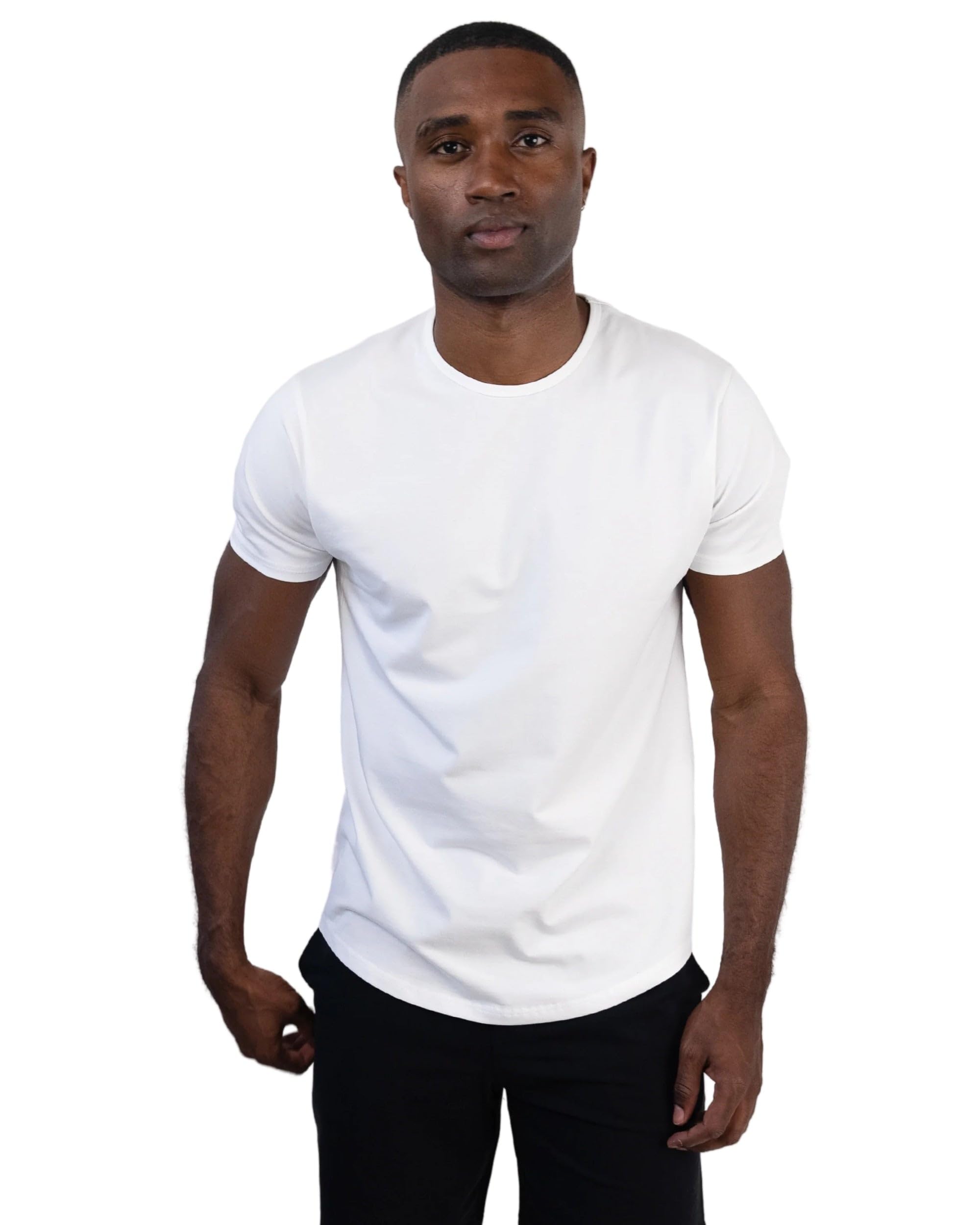 WYR Wear Men’s Curve Crew – Fitted Short Sleeve T-Shirt with Curved Hem ...