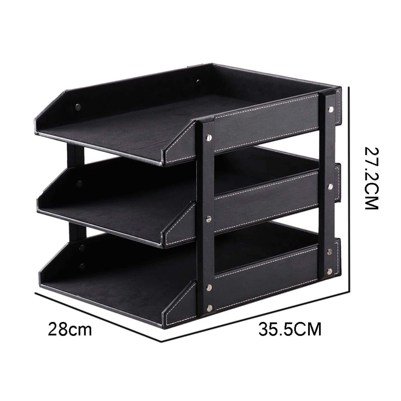 File Rack File Rack File Holder Leather Folder File Basket 3 Tier Desk ...