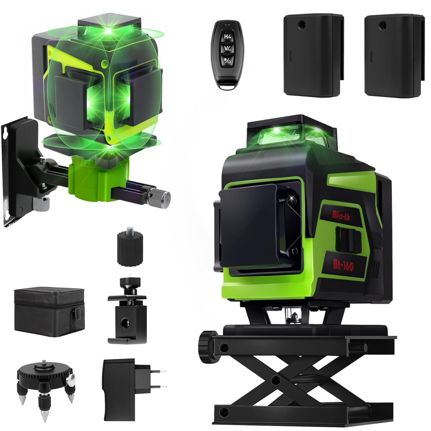 Laser Level 360 Self Leveling Kit, 4D 4x360° Green Cross Line Vertical ...