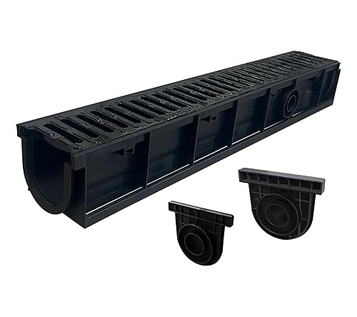 Natotela Channel Drain with Ductile Iron Grates-39.4Lx6.1Wx5.5H in ...