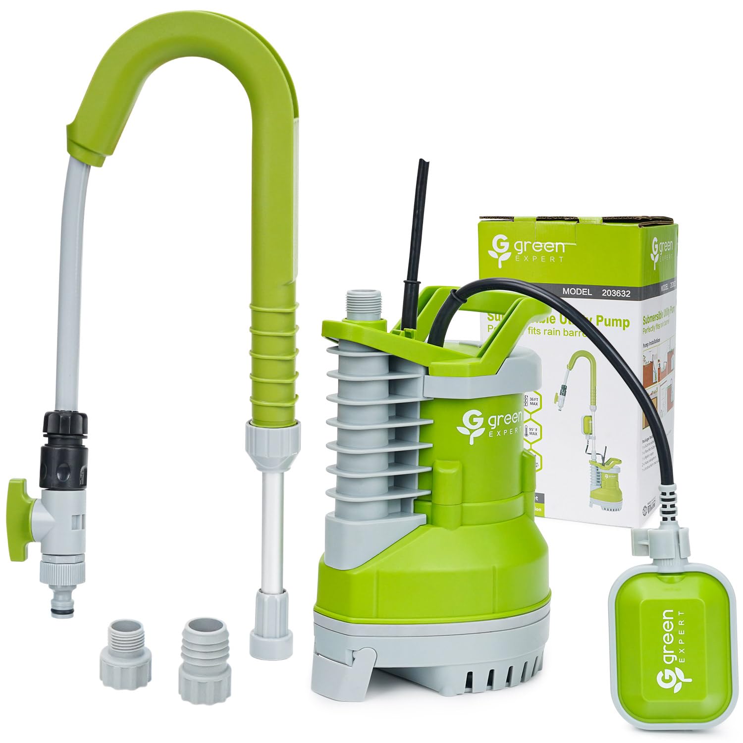 Green Expert 1/3HP Submersible Water Pump 1200GPH High Flow with Rain ...