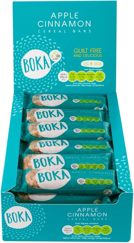 Boka Food - Apple and Cinnamon Cereal Bar | 30g Bars | Pack of 24 ...