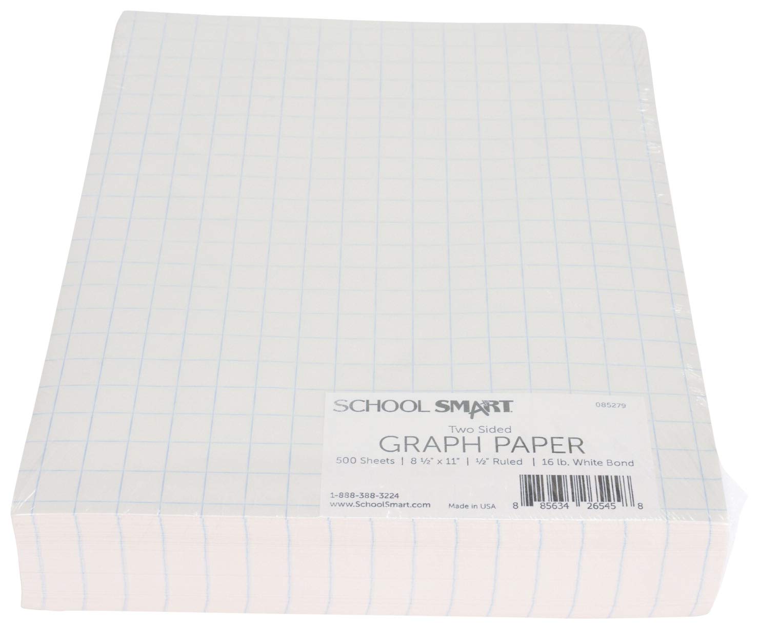 Mua School Smart Double Sided Graph Paper, 8-1/2 x 11 Inches, 1/2 Inch ...