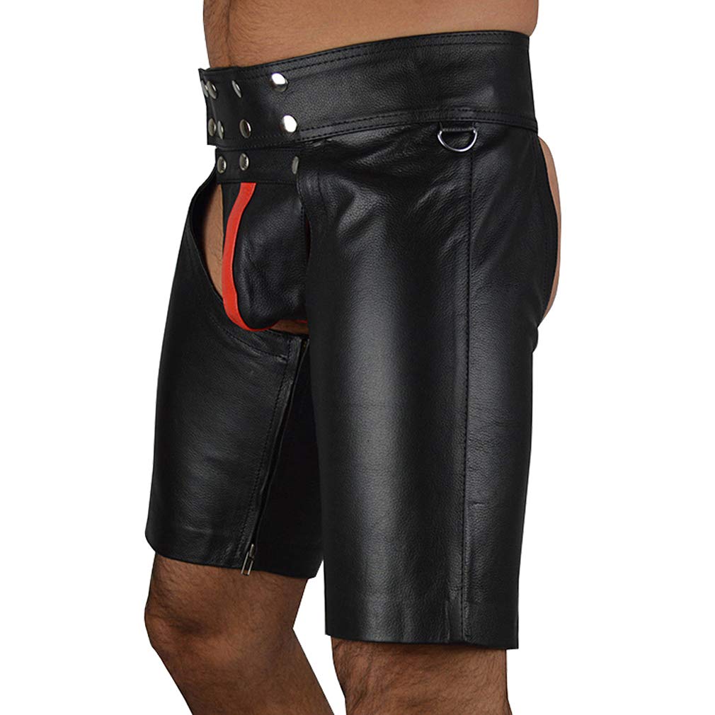KILLREAL Men's Faux Leather Assless Chaps Sexy Open Hip Long Pants With ...