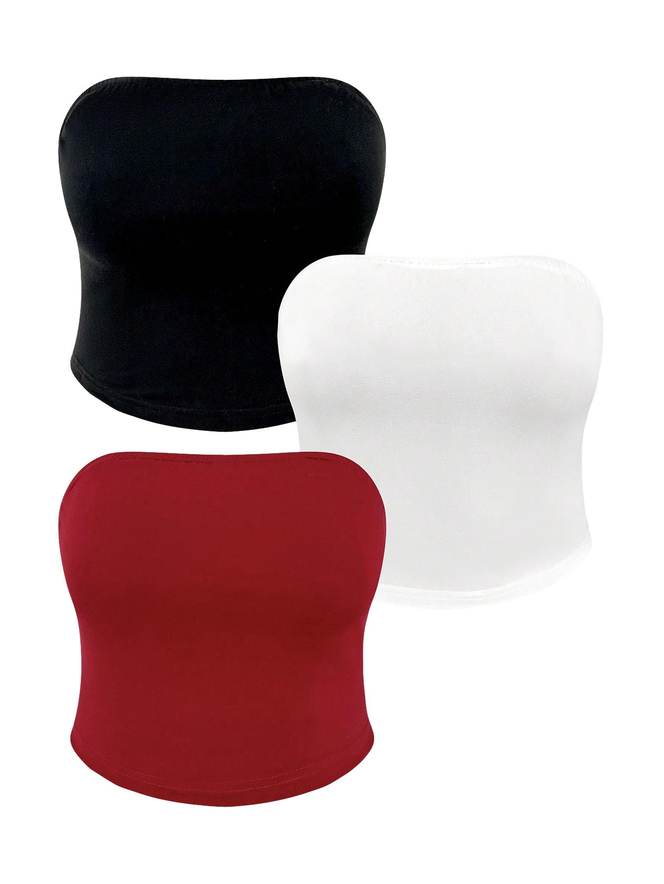 SOLY HUX Women's Plus Size Tube Top 3 Piece Strapless Crop Tops ...