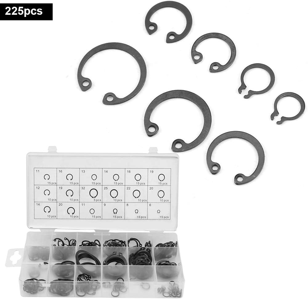 Coffret de circlips，225pcs Coffret d`anneaux de retenues E-Clip Snap ...