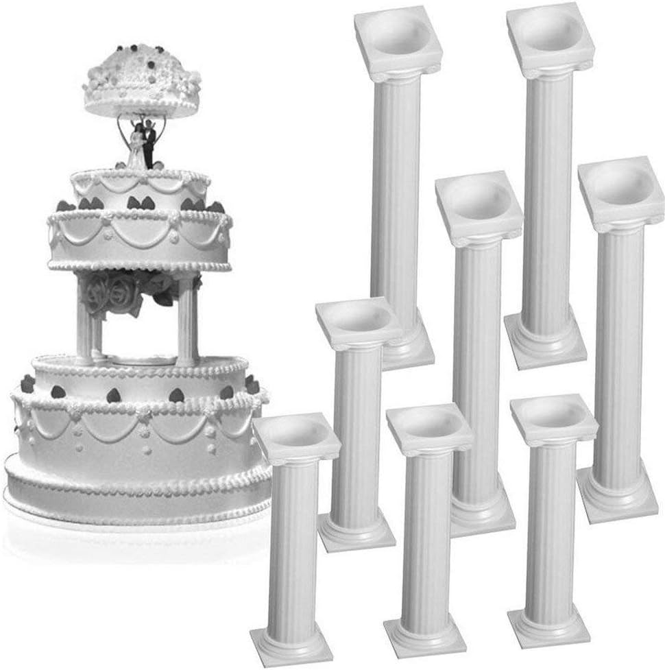 Voarge 8 Piece Set White Small + Large Plastic Cake Columns Roman ...