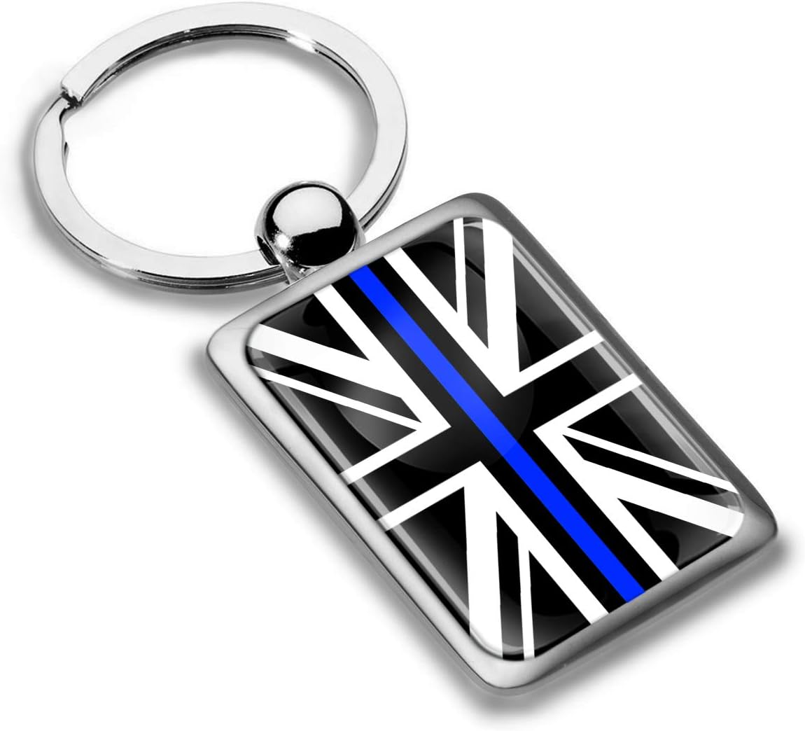Skino 3D Metal Thin Blue Line UK Flag Union Jack Keyring Key Ring ...