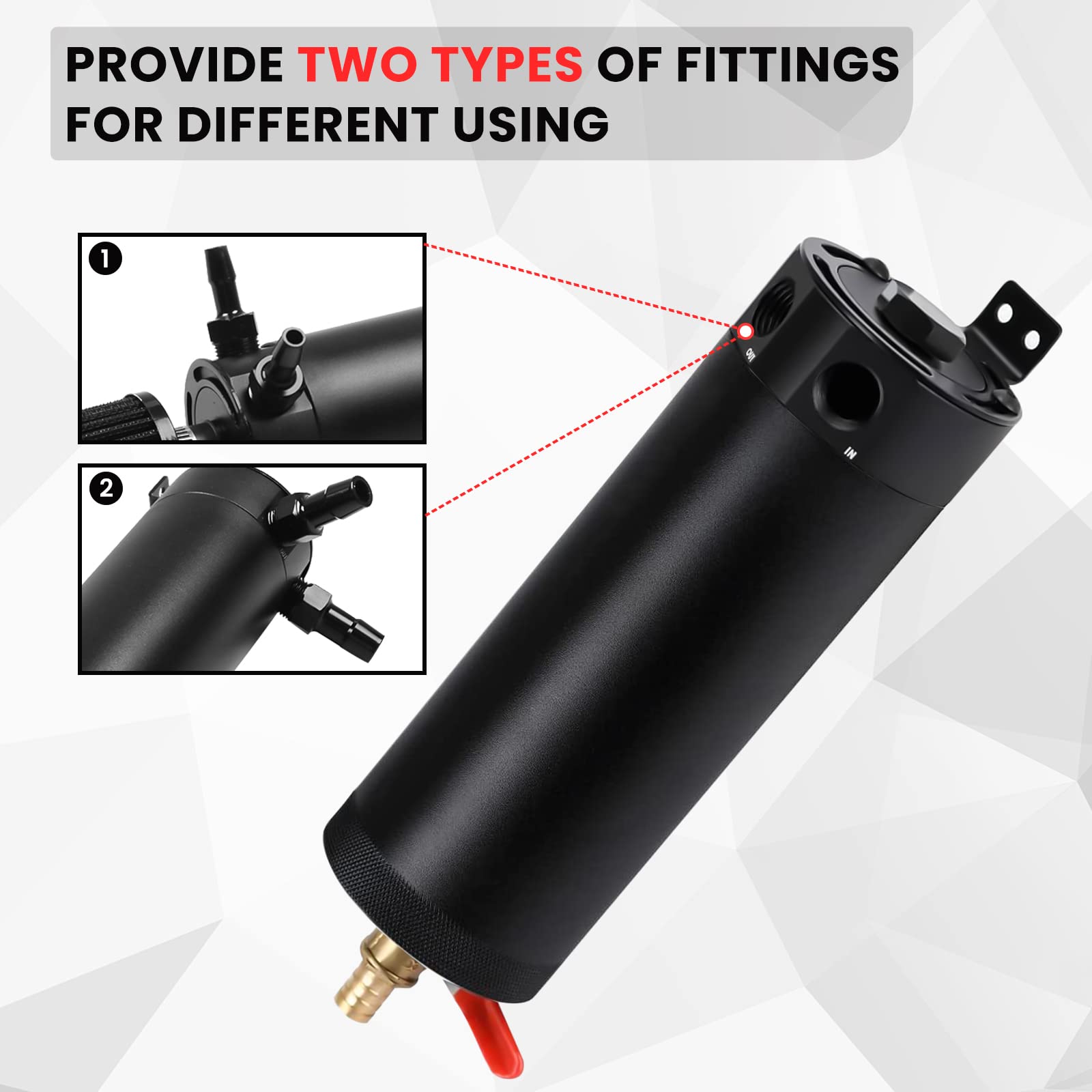 Mua Universal 2-Port Baffled Oil Catch Can with Breather Filter and ...